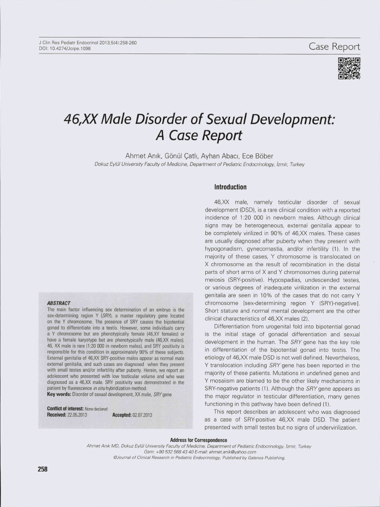 46, Xxmale: Disorder of Sexual Development: A Case Report | PDF ...