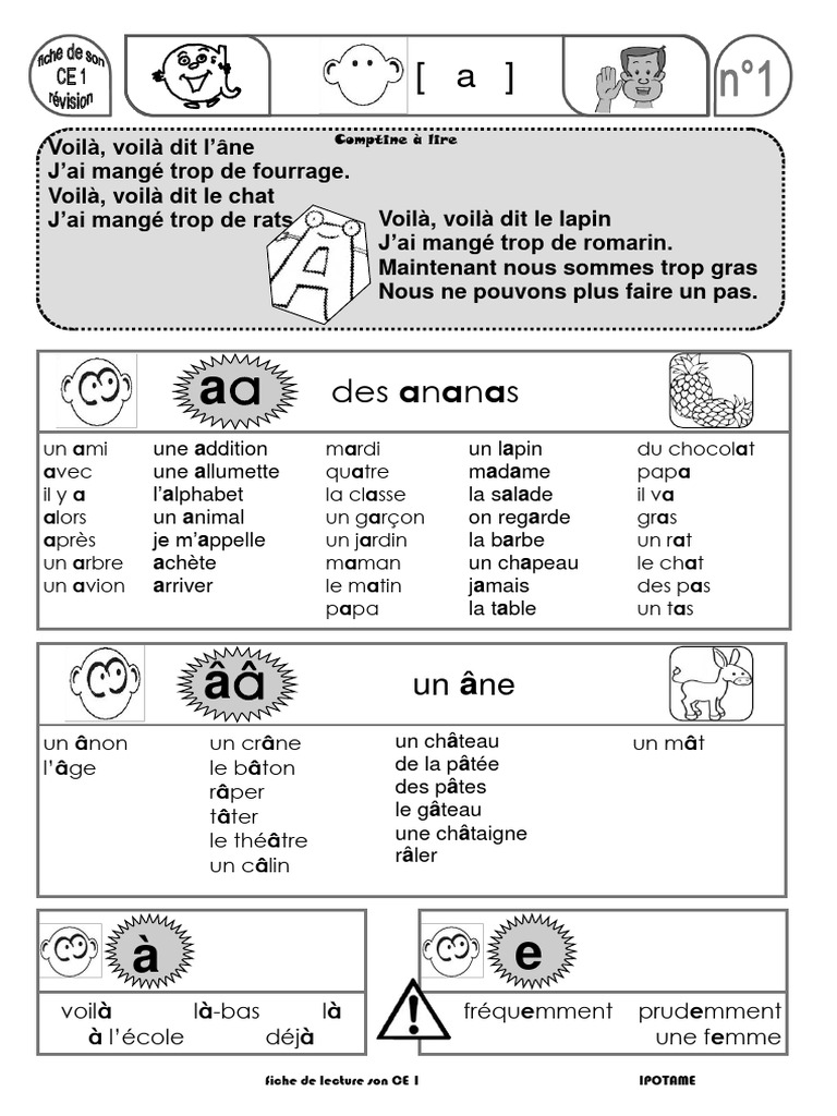 Fiches de Lecture CE1 : Comptines et Vocabulaire | PDF