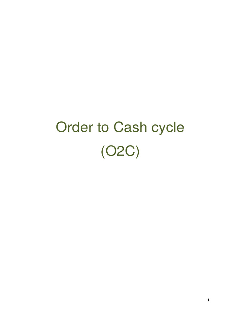 Order To Cash Cycle | PDF | Receipt | Invoice