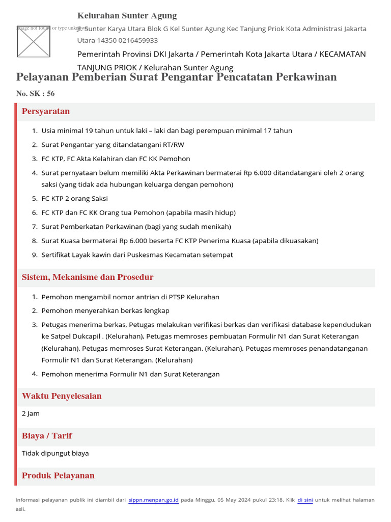 Unduh Standar Pelayanan - Pelayanan Pemberian Surat Pengantar Pencatatan Perkawinan | PDF