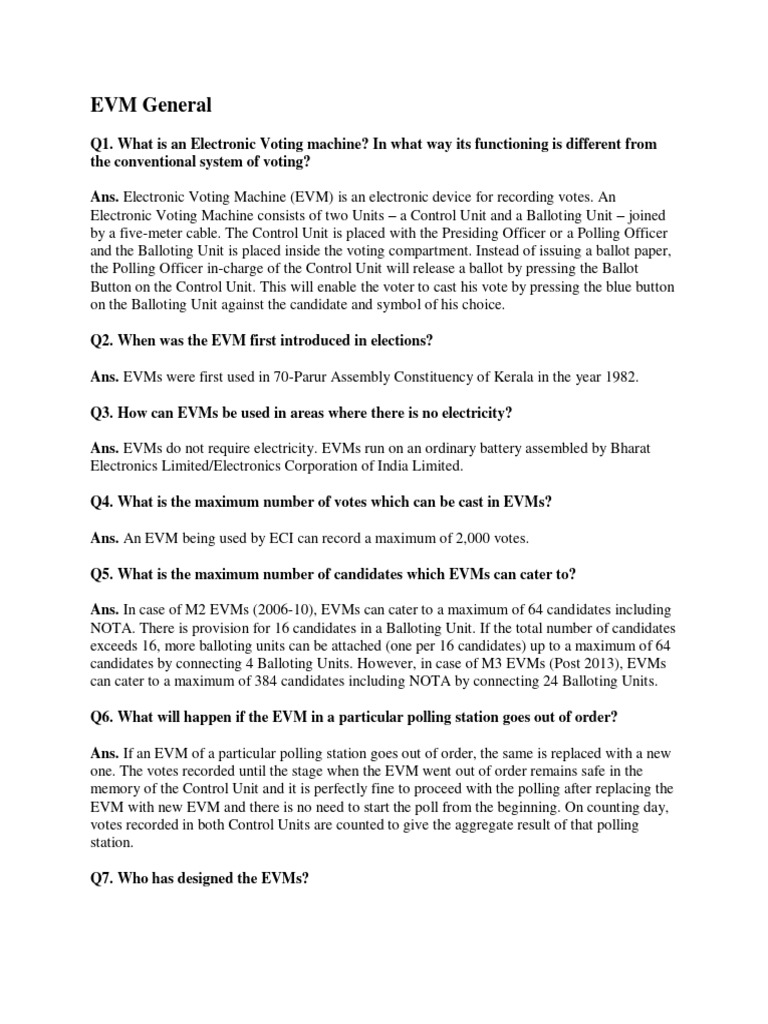 EVM General | PDF | Electronic Voting | Voting