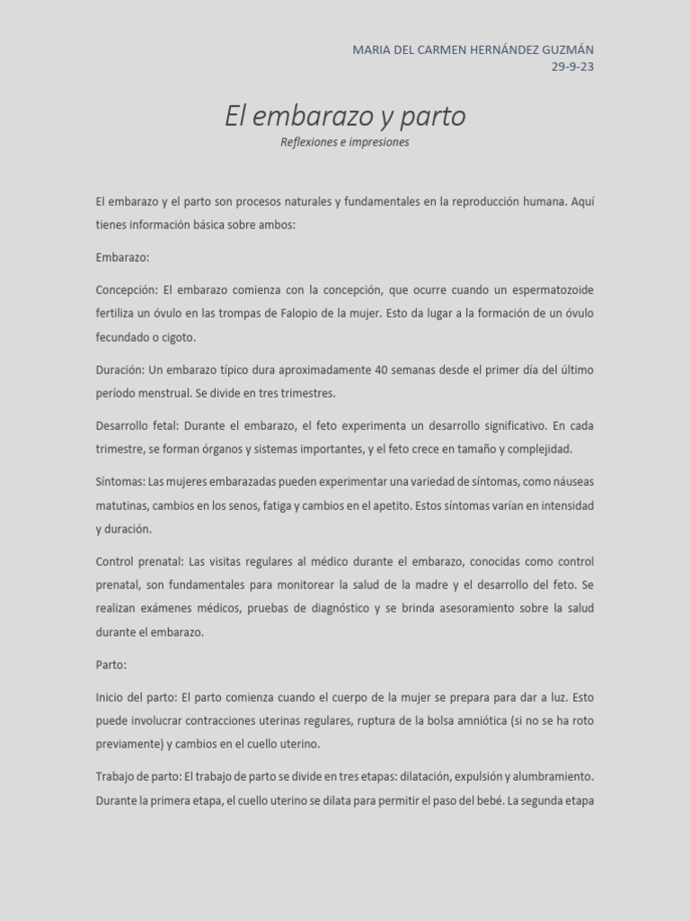 El Embarazo y Parto | PDF | Parto | El embarazo