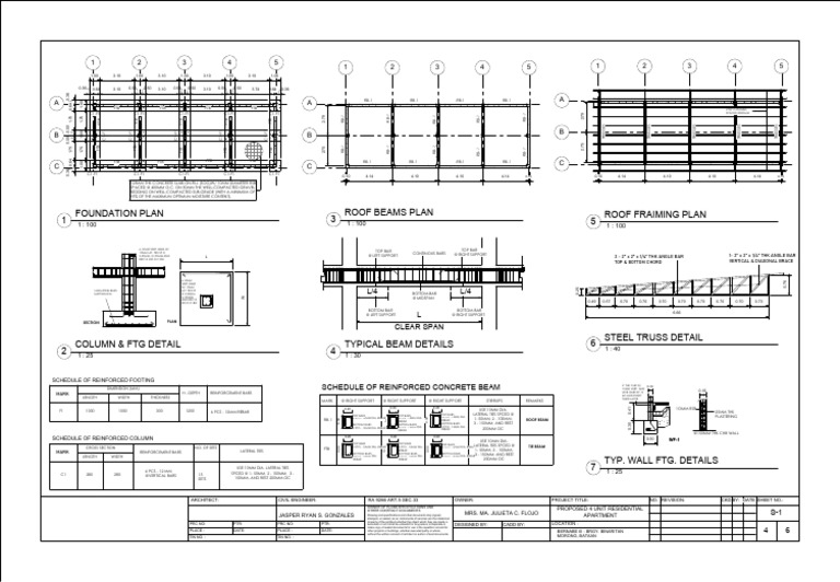 Foundation Plan 1 Roof Beams Plan 3 Roof Fraiming Plan 5: FTB FTB FTB FTB RB-1 RB-1 RB-1 RB-1 ...