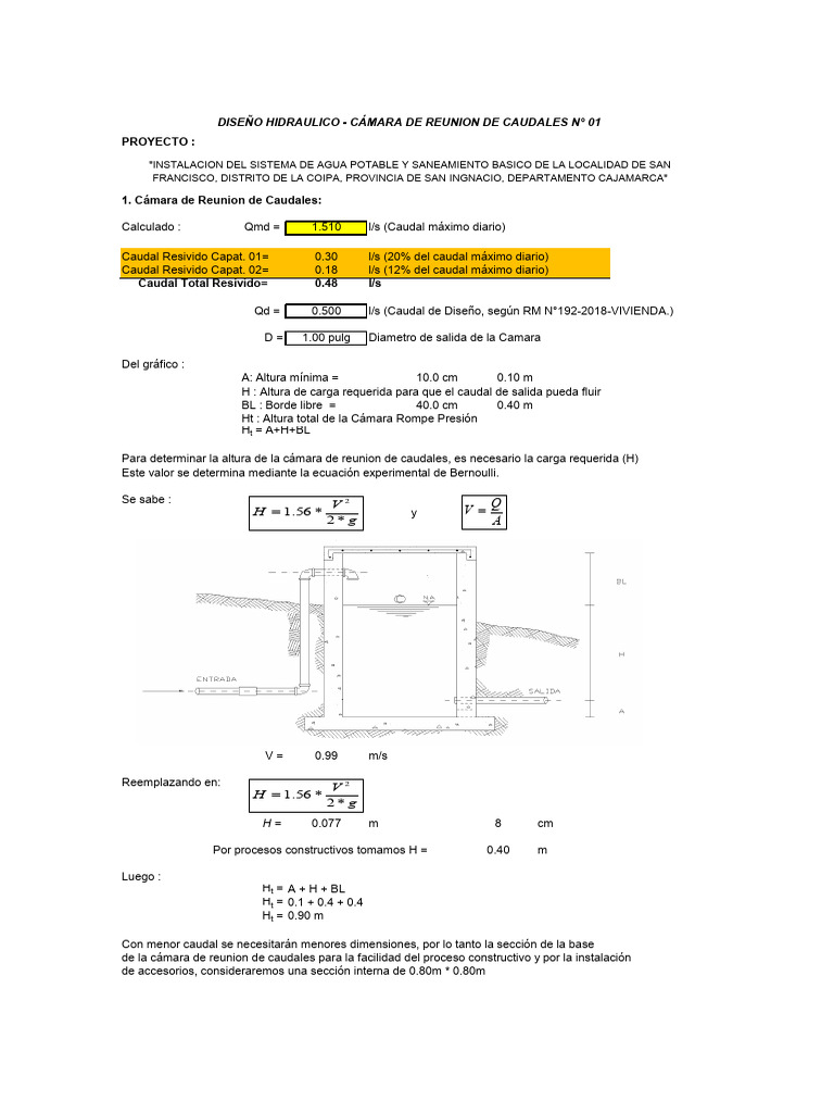 Diseño Hidr Camara de Reunion de Caudales #01 | PDF | Ingeniería de ...