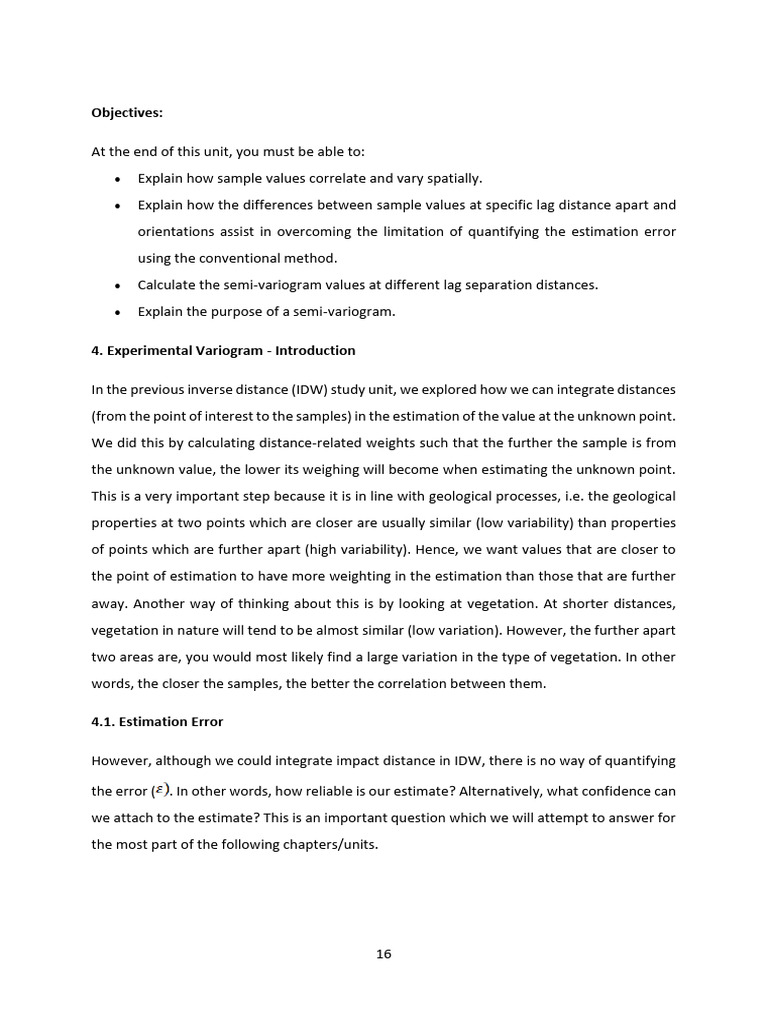 Unit 4 - Experimental Variogram - Introduction | PDF | Variance | Statistical Theory