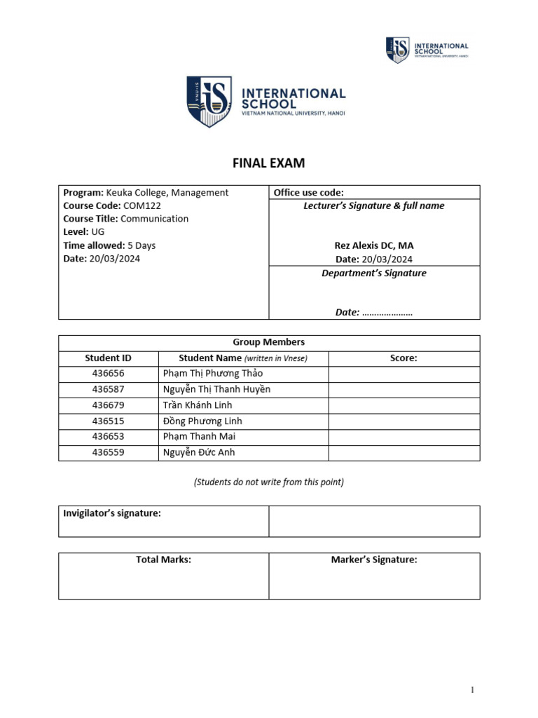 Final Exam Group 3 | PDF | Nonverbal Communication | Body Language