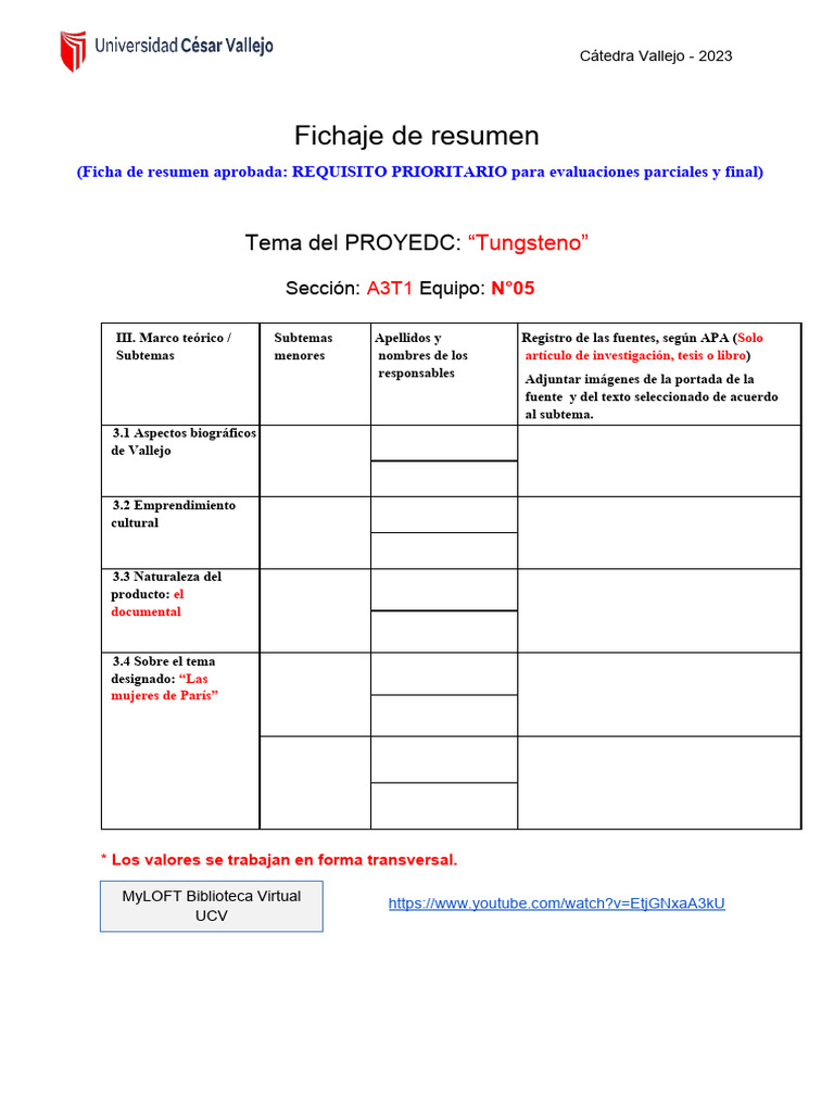 S3 Formato de La Ficha de Resumen 2023-1 | PDF