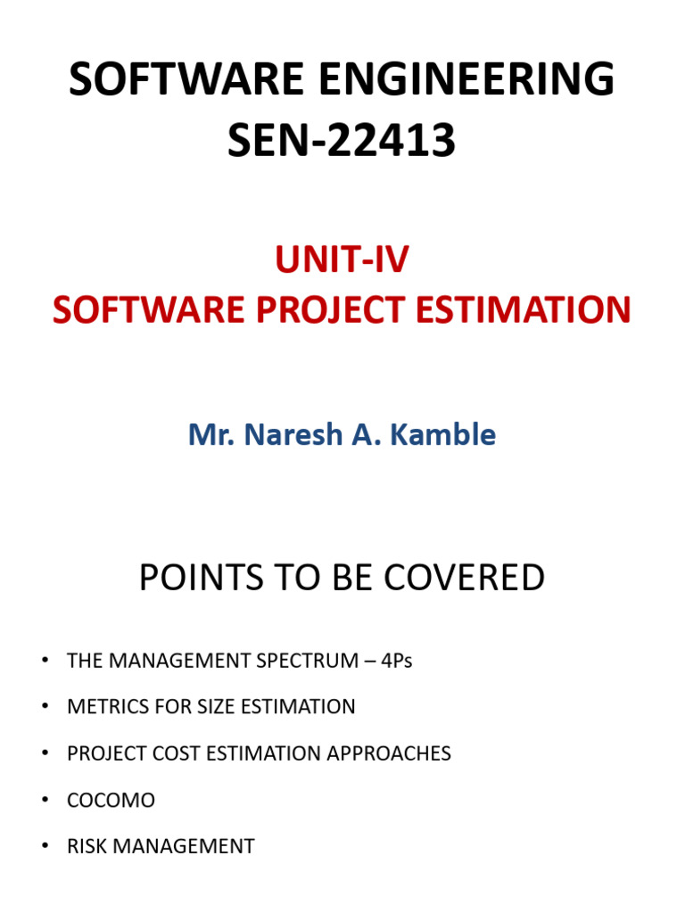 Chapter-IV Software Project Estimation | PDF | Risk | Risk Management