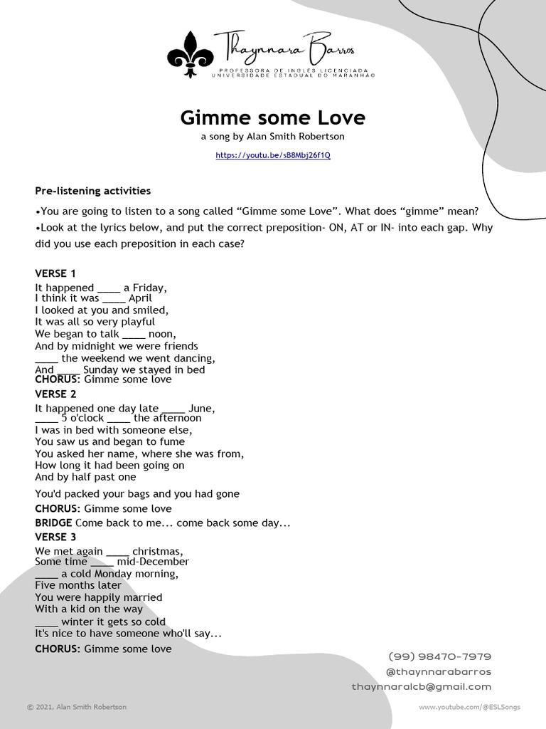 Preposition of Time Song | PDF | Language Arts & Discipline