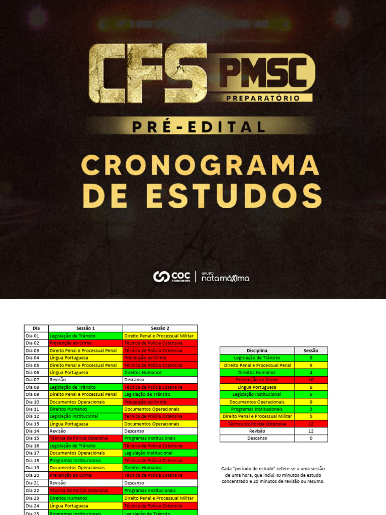 Cronograma de Estudos CFS | PDF