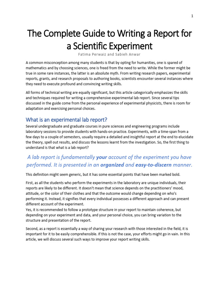 Lab Report Writing Guide 2020 Physlab | PDF | Experiment | Theory