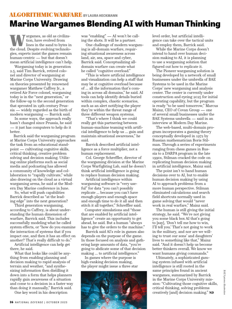 Marine Wargames Blending AI Wi | PDF | Artificial Intelligence ...