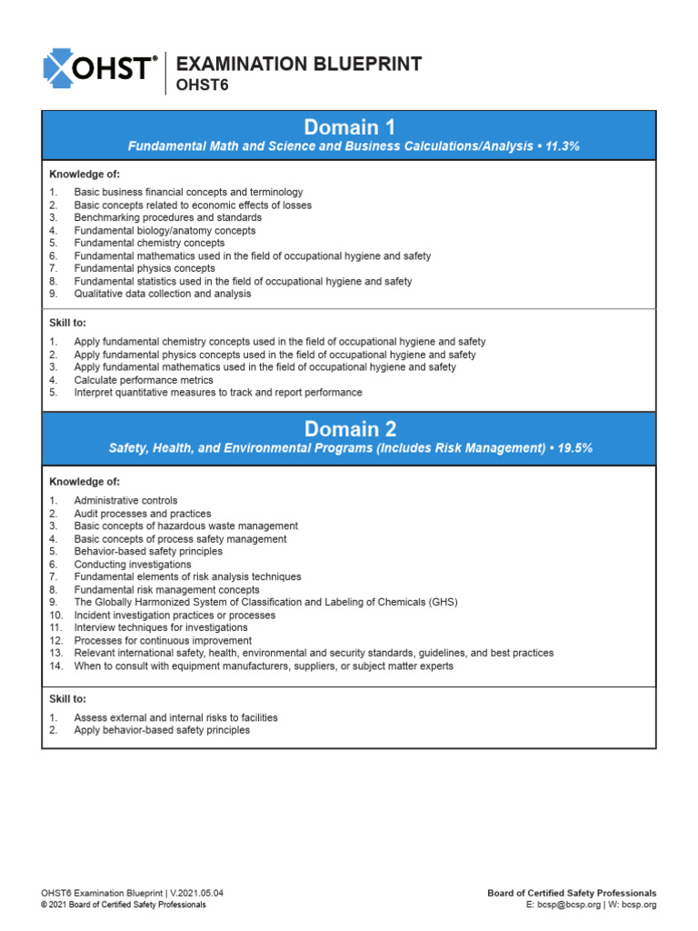 OHST Blueprint | PDF | Occupational Hygiene | Risk