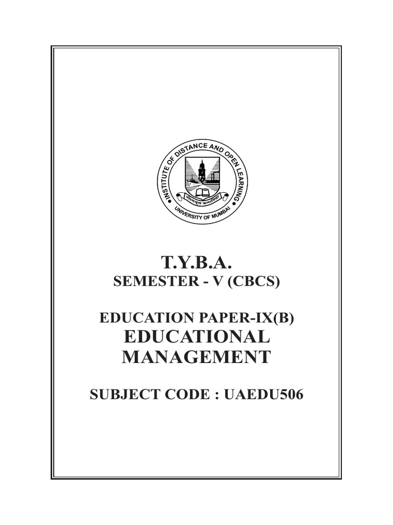 Paper IX B Educational Management Englsih Version | PDF | System ...