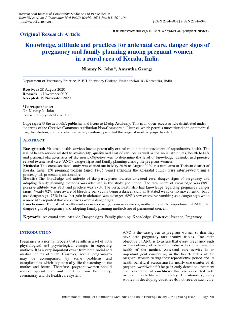 Knowledge Attitude and Practices For Ant | PDF | Pregnancy | Obstetrics