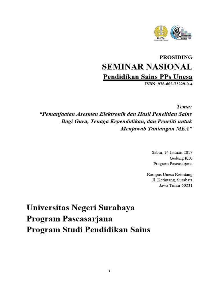 Prosiding Semnas Pend. Sains Pps Unesa 2017 FX Ema | PDF | Sains & Matematika