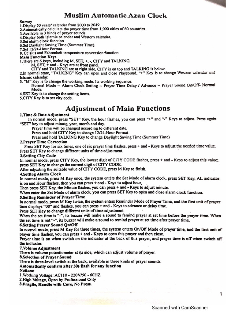 Full Clock Manual | PDF