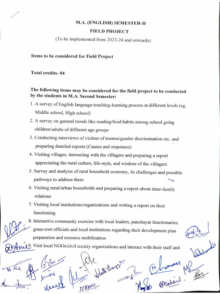 Guidelines - Field Project (4) | PDF