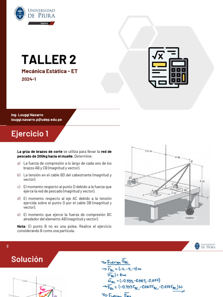 Taller 2: Mecánica Estática - ET | PDF | Tensión (Física) | Fuerza