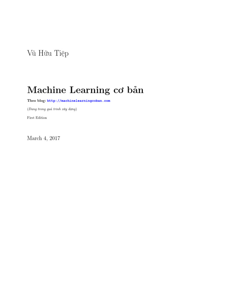 Machine Learning cơ bản: Vũ Hữu Tiệp | PDF