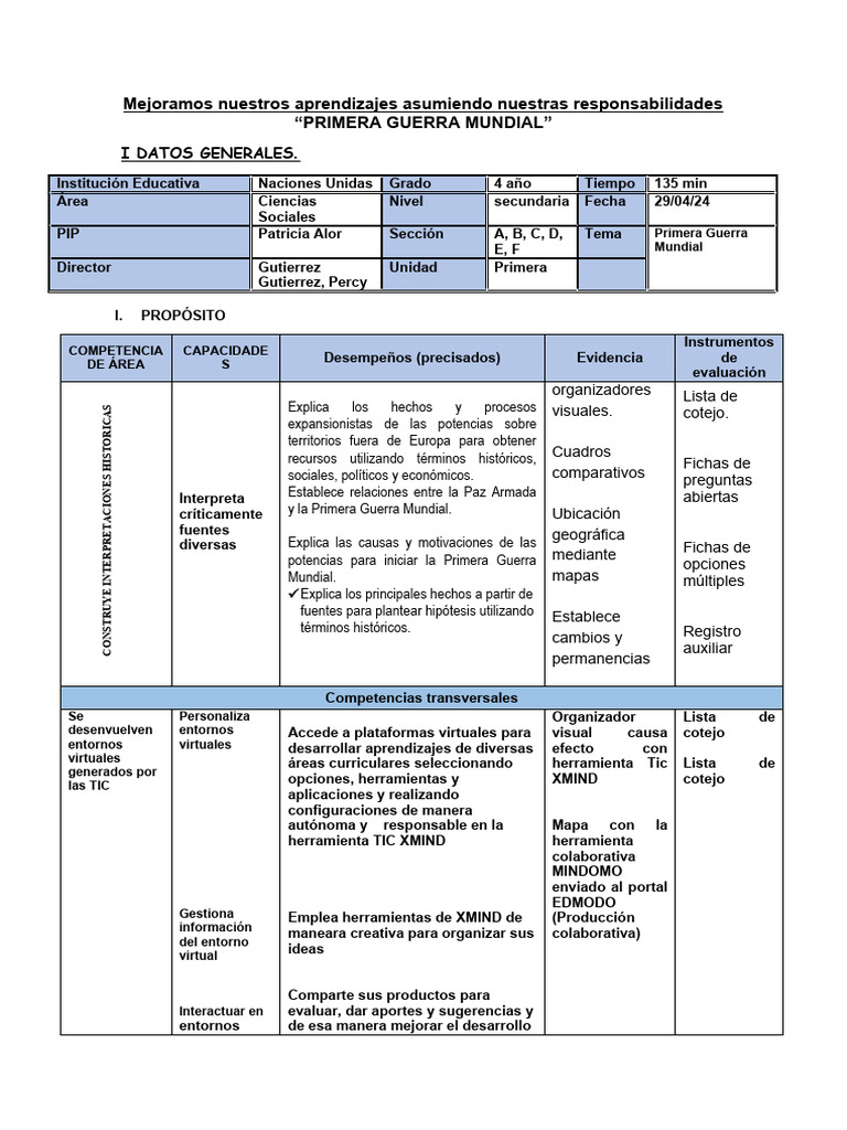 Modelo de Sesion Del AIP (2) I PGM | PDF | Enseñando | Salón de clases