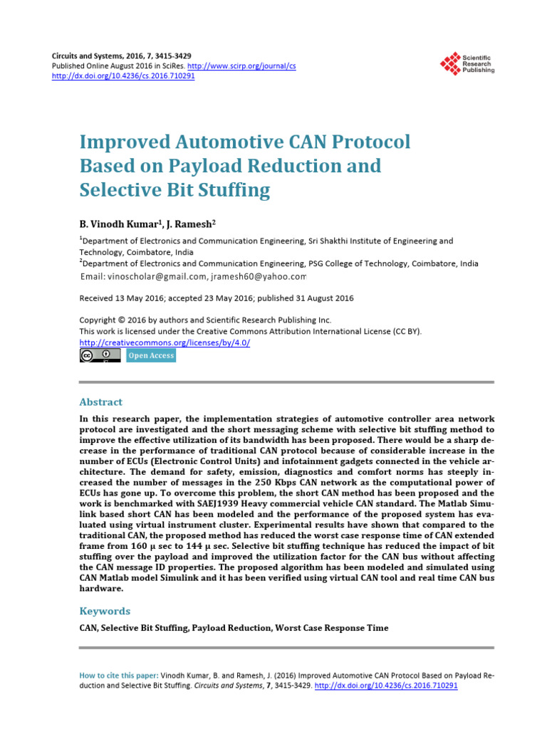 Improved Automotive CAN Protocol Based On Payload | PDF | Computer Network | Bit