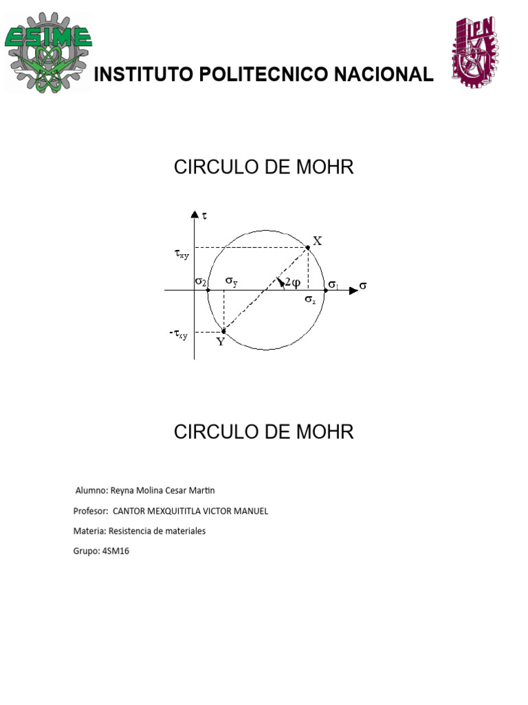Circulo de Mohr | PDF | Estrés (Mecánica) | Resistencia de materiales