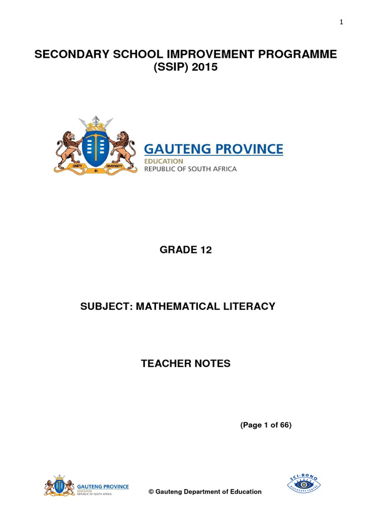 Grade 12 Math Literacy: Maps & Scales | PDF | Area | Quartile