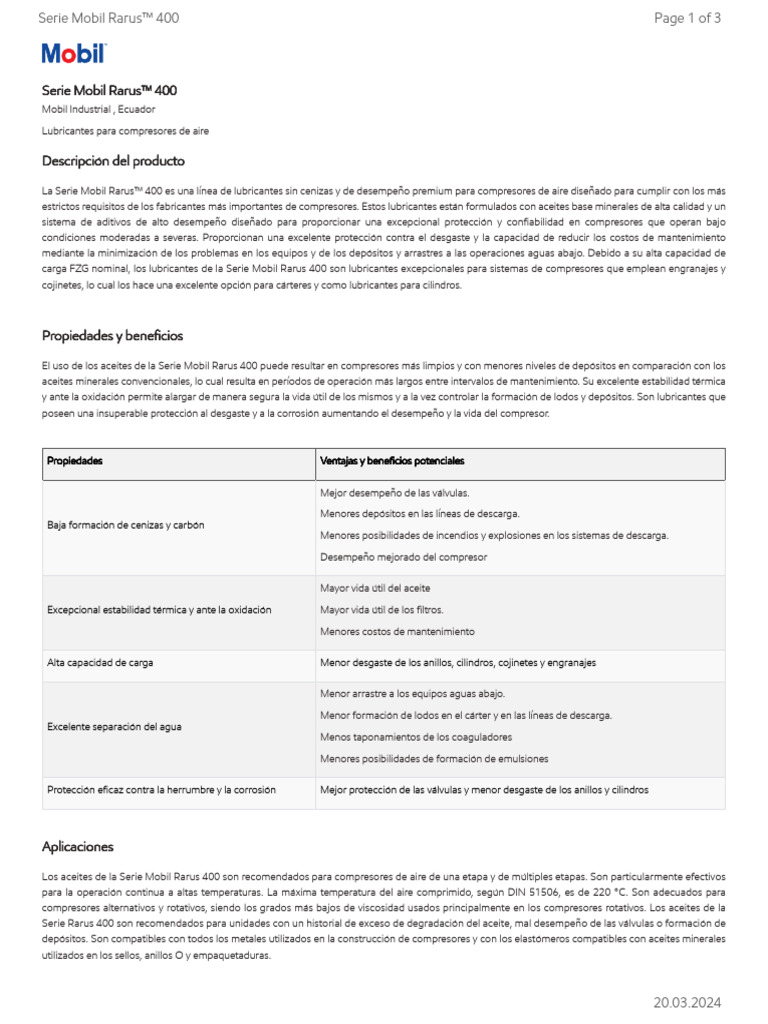 Mobil-Rarus - 427-Ec | PDF | Lubricante | Rodamiento (Mecánico)