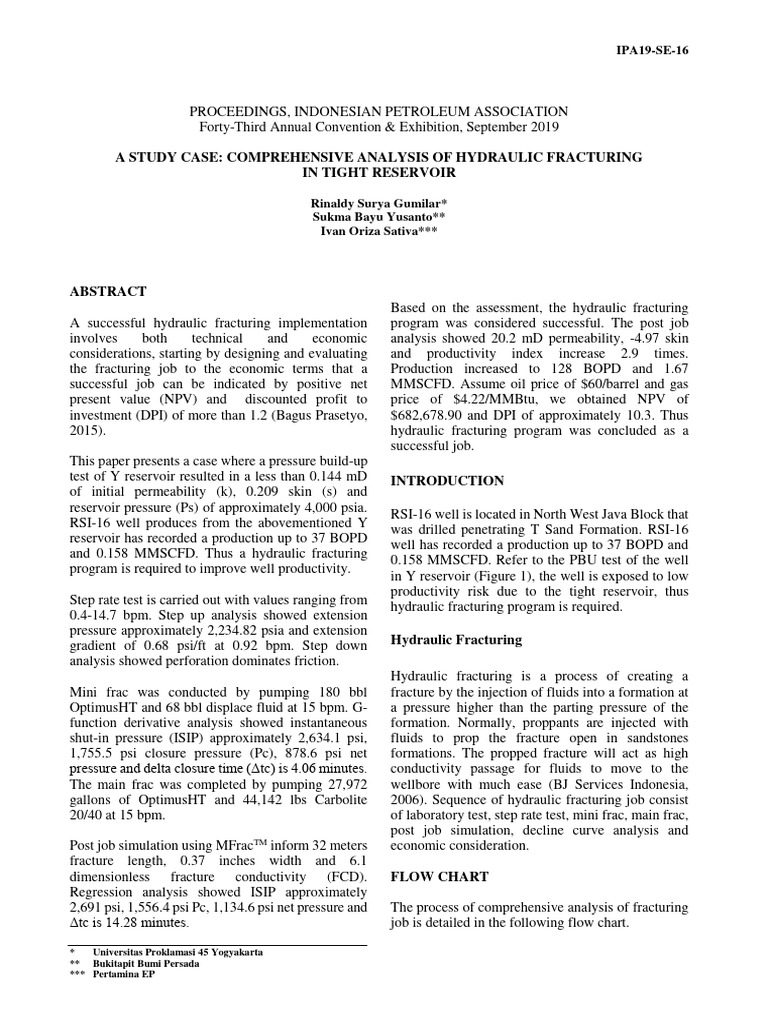 Comprehesive Analysis Of Hydraulic Fracturing In Tight Reservoir Pdf