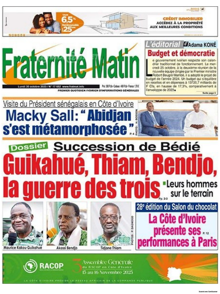 Les Titres Du Lundi 30 Octobre 2023. | PDF