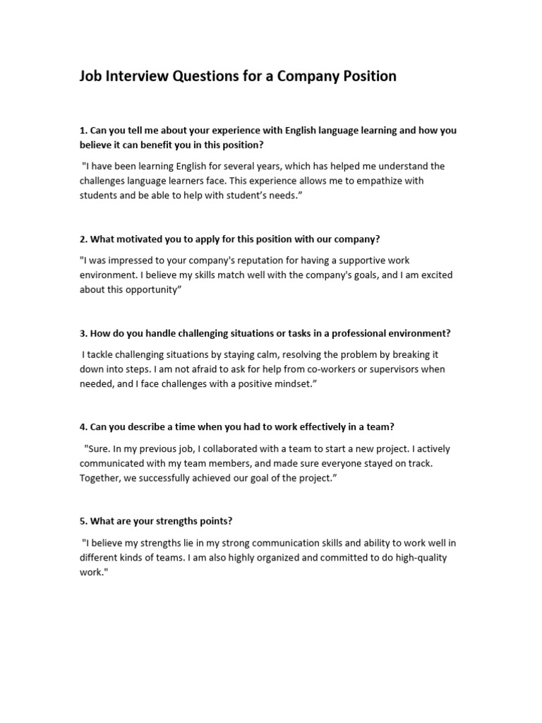 Compnay Job Interview | Download Free PDF | Job Interview | Learning