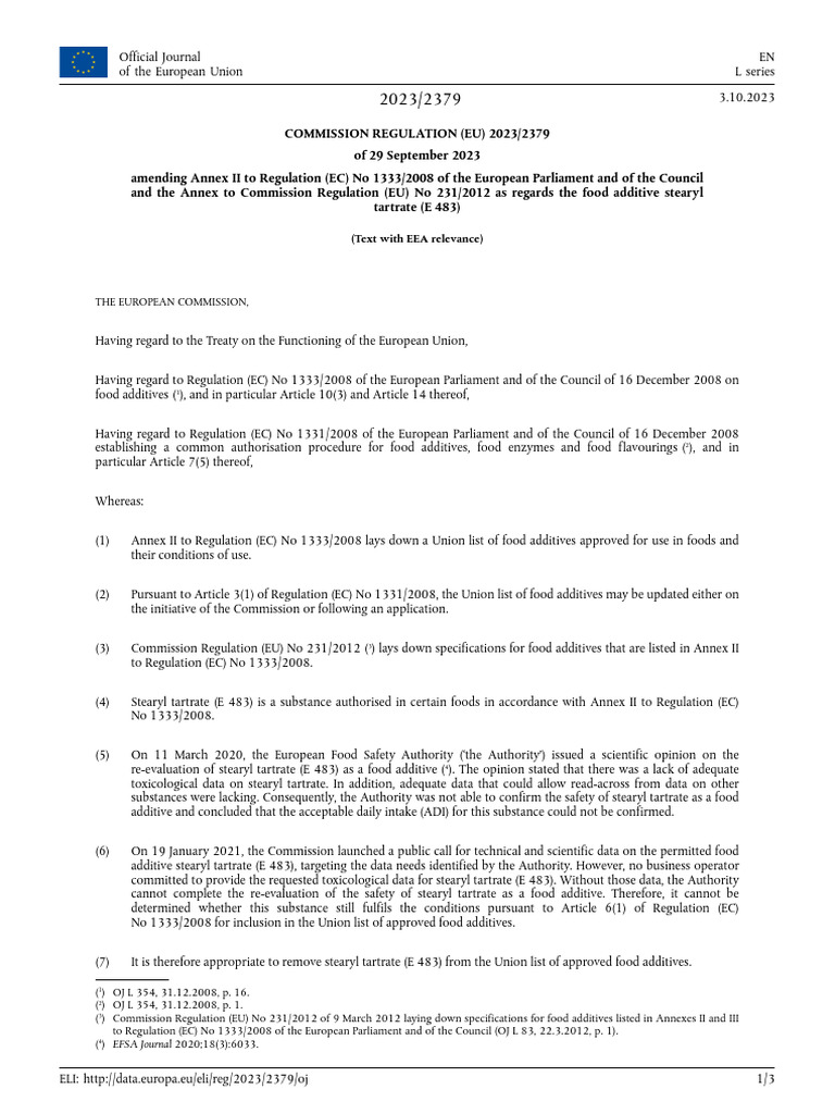 Commission Regulation Eu 2023 2379 | Download Free PDF | European ...