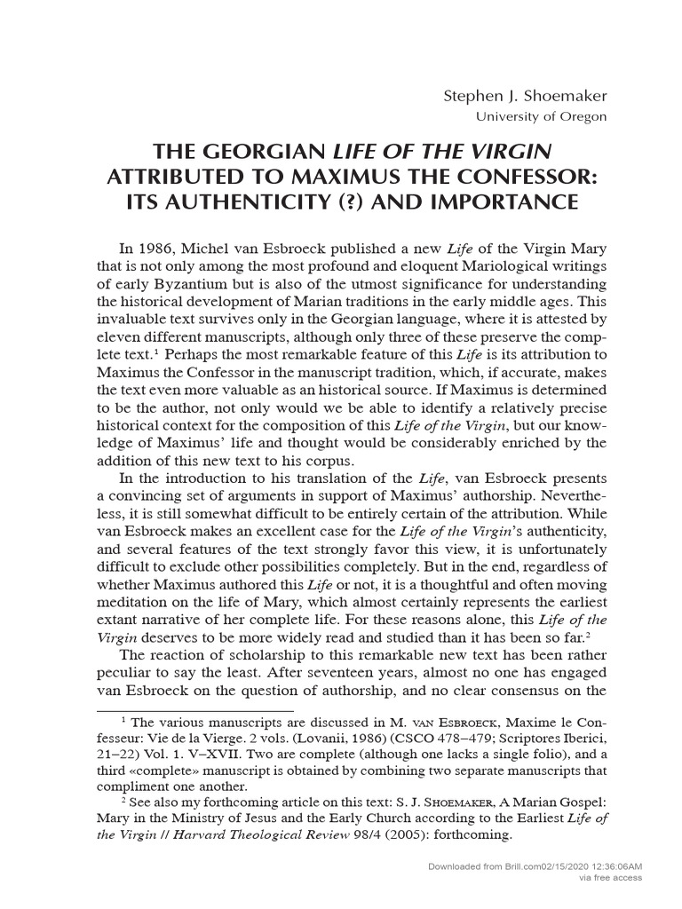 (18177565 - Scrinium) The Georgian Life of The Virgin Attributed To ...