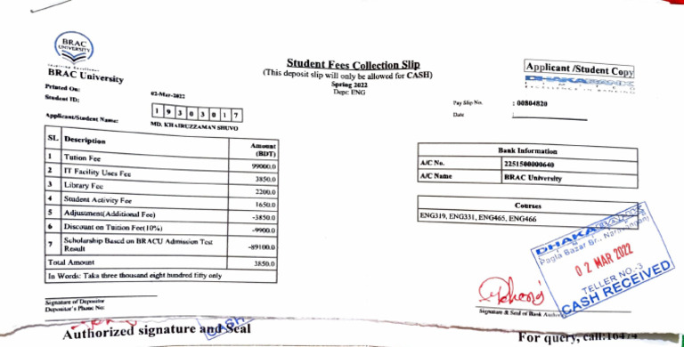 Bank Slip | PDF