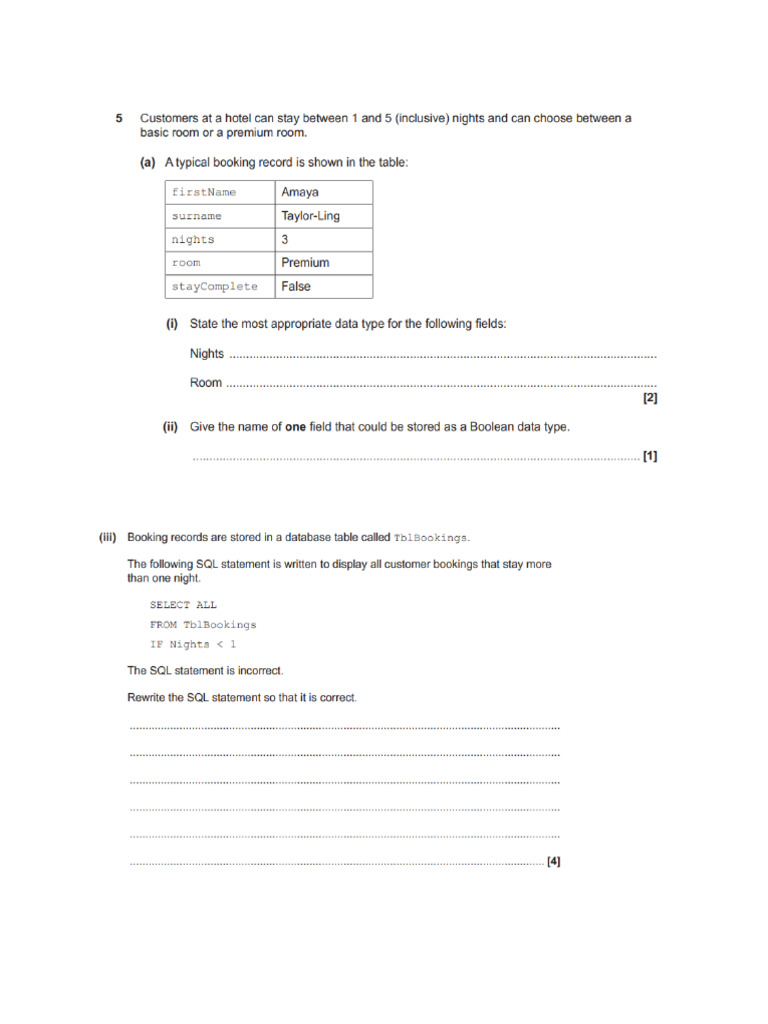 SQL and The Internet Ocr Gcse Past Paper Questions | PDF