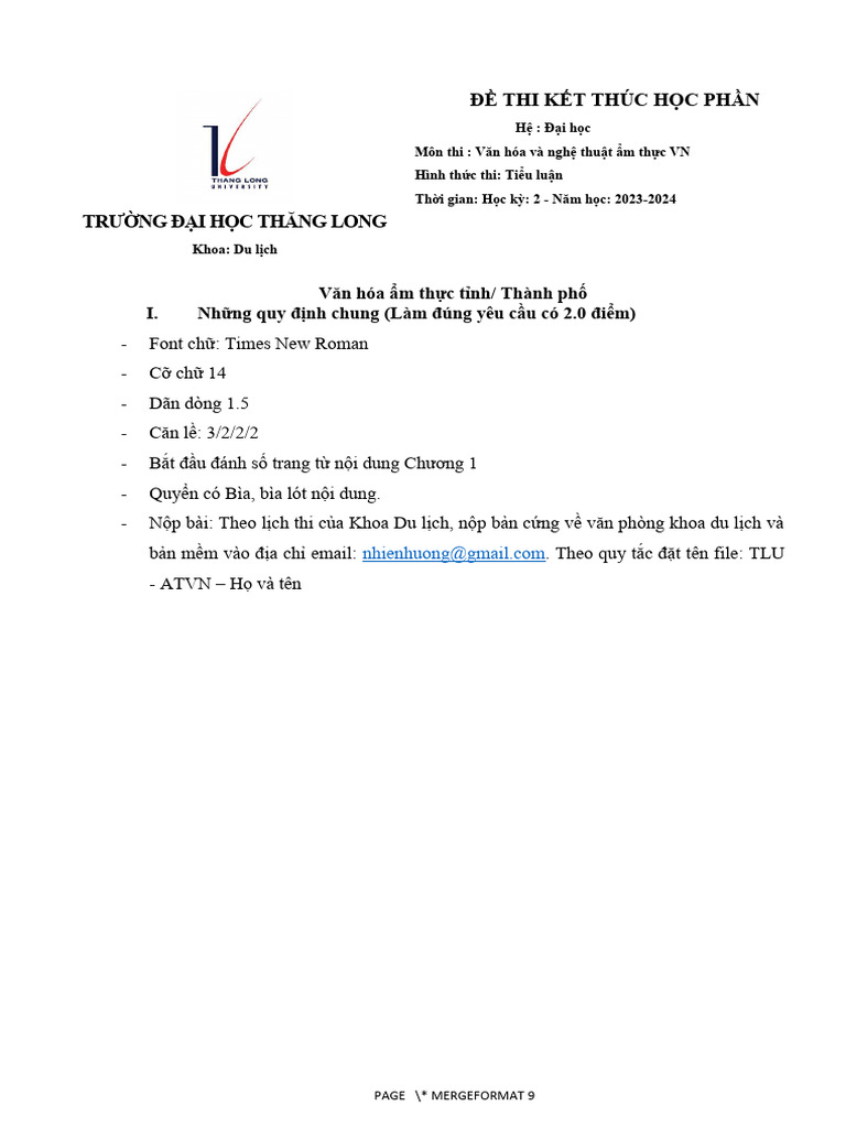 Hướng Dẫn Tiểu Luận TLU - ATVN | PDF