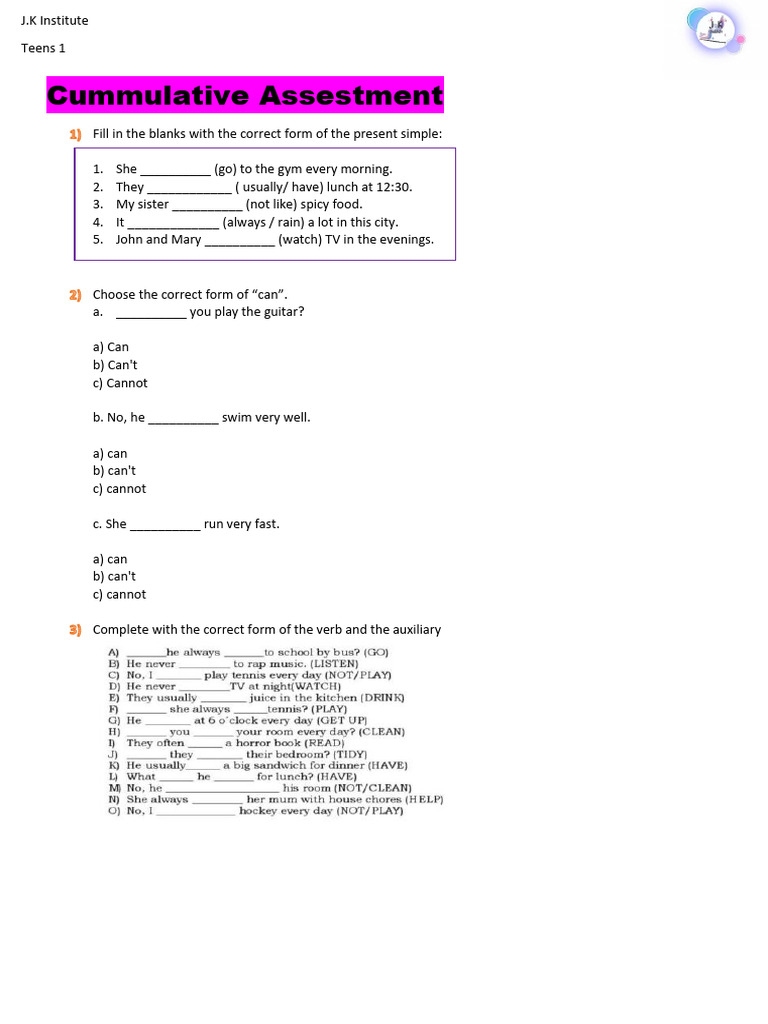 Class 40 - Cummulative Assestment | PDF | Foreign Language Studies | Science & Mathematics