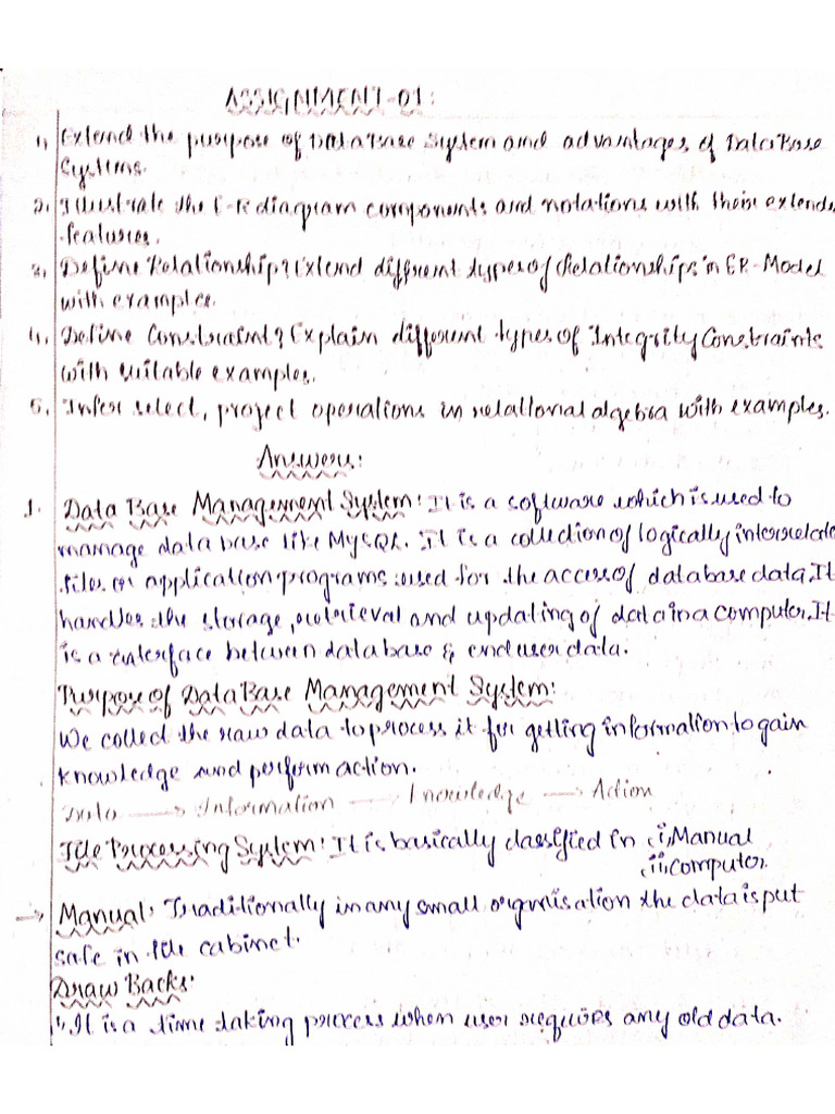 DBMS Assignment 1 | PDF