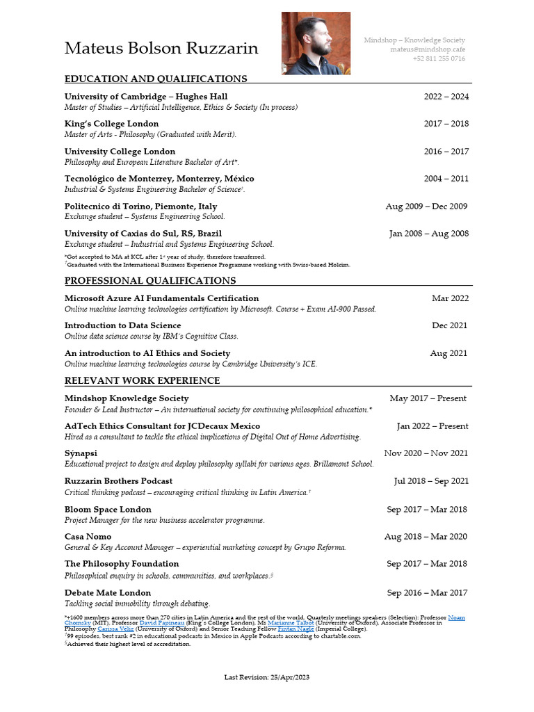 CV - Mateus Bolson Ruzzarin | PDF | Artificial Intelligence ...