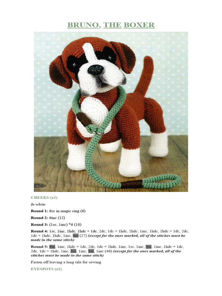 BRUNO, The Boxer | PDF | Crochet | Yarn