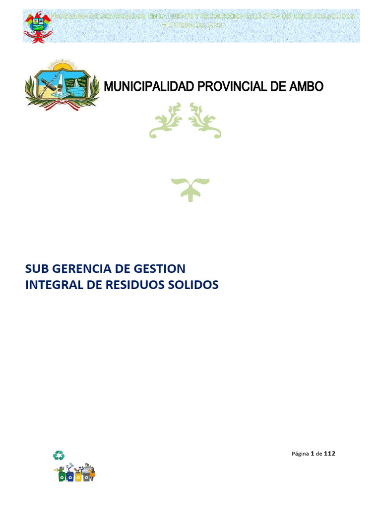 Programa de Segregación en La Fuente y Recolección Selectiva de Residuos Sólidos 2023 ...