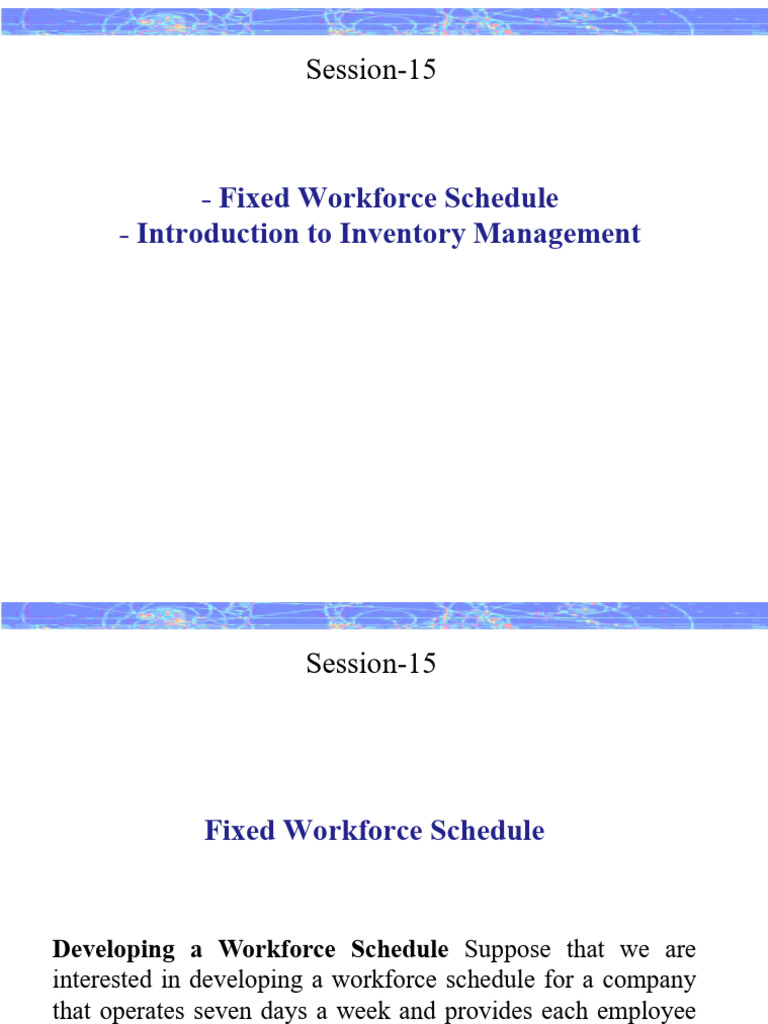 Workforce Scheduling & Inventory Management | PDF | Inventory | Business