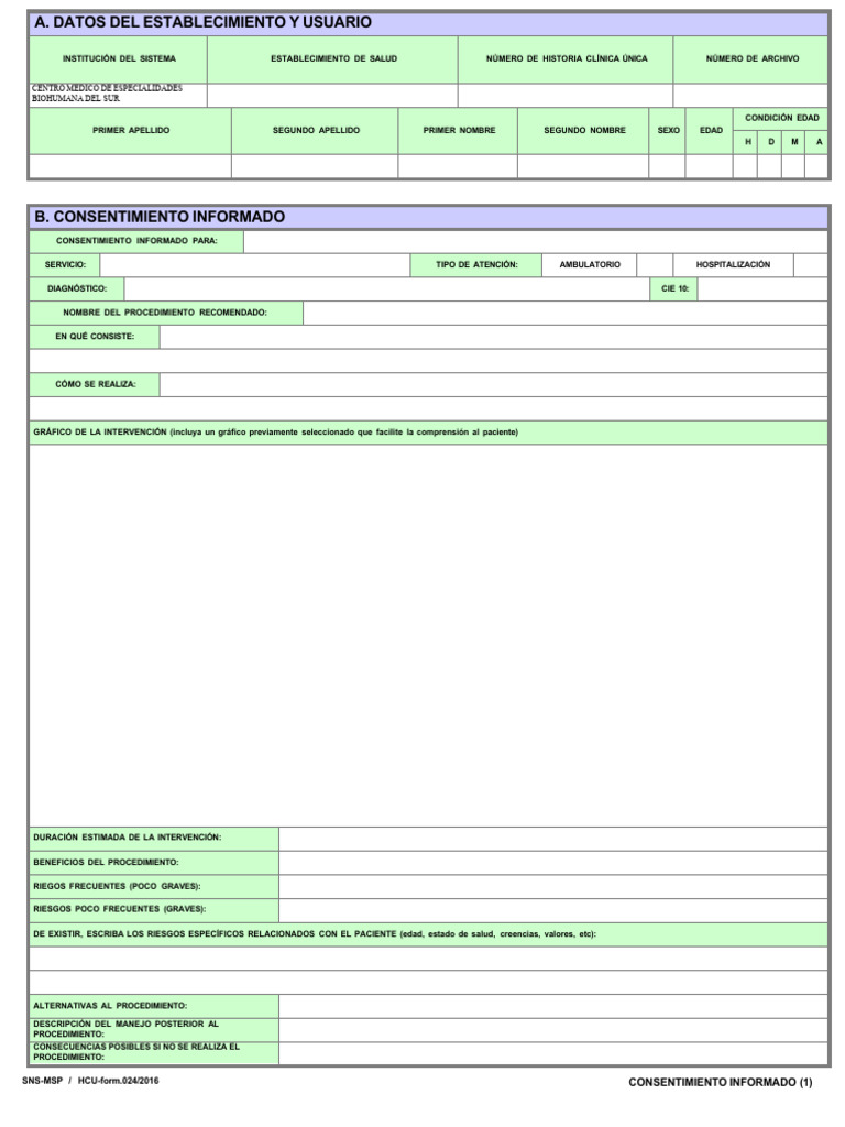 FORMULARIO 024 PSICOLOGIA HOJA MODELO | PDF | Consentimiento informado | Medicina