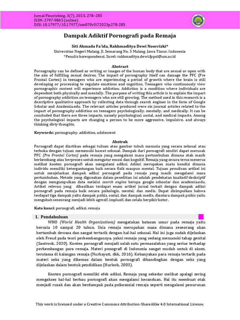 Dampak Adiktif Pornografi Pada Remaja | PDF