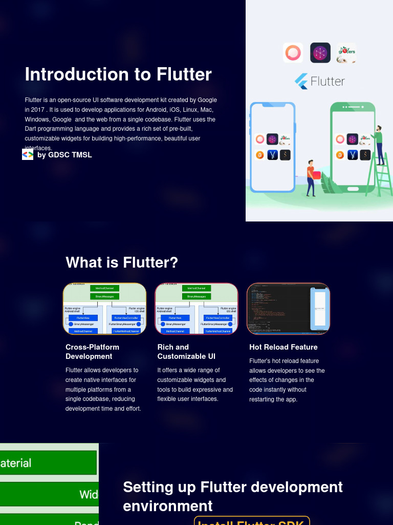 Introduction To Flutter: by GDSC TMSL | PDF | Computer Science | Systems Architecture