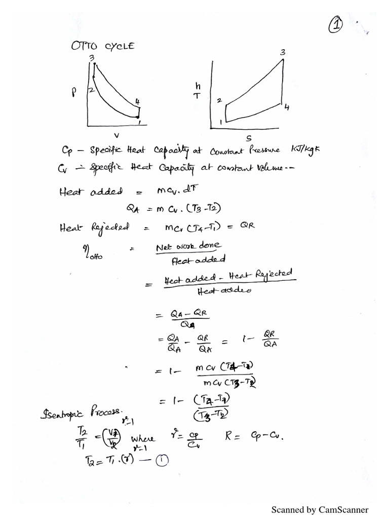 Otto, Diesel, Dual Cycle Derivations | PDF