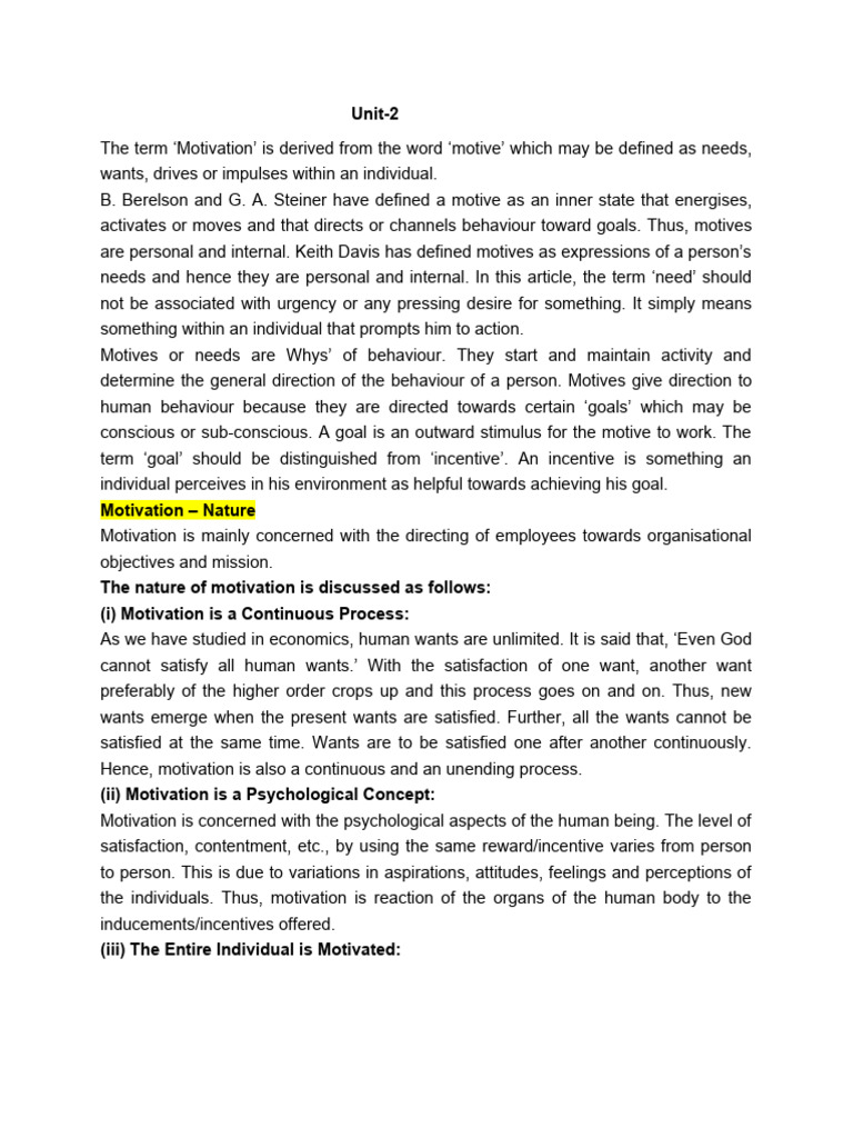 Unit-2 Ob - Aku | PDF | Motivation | Motivational