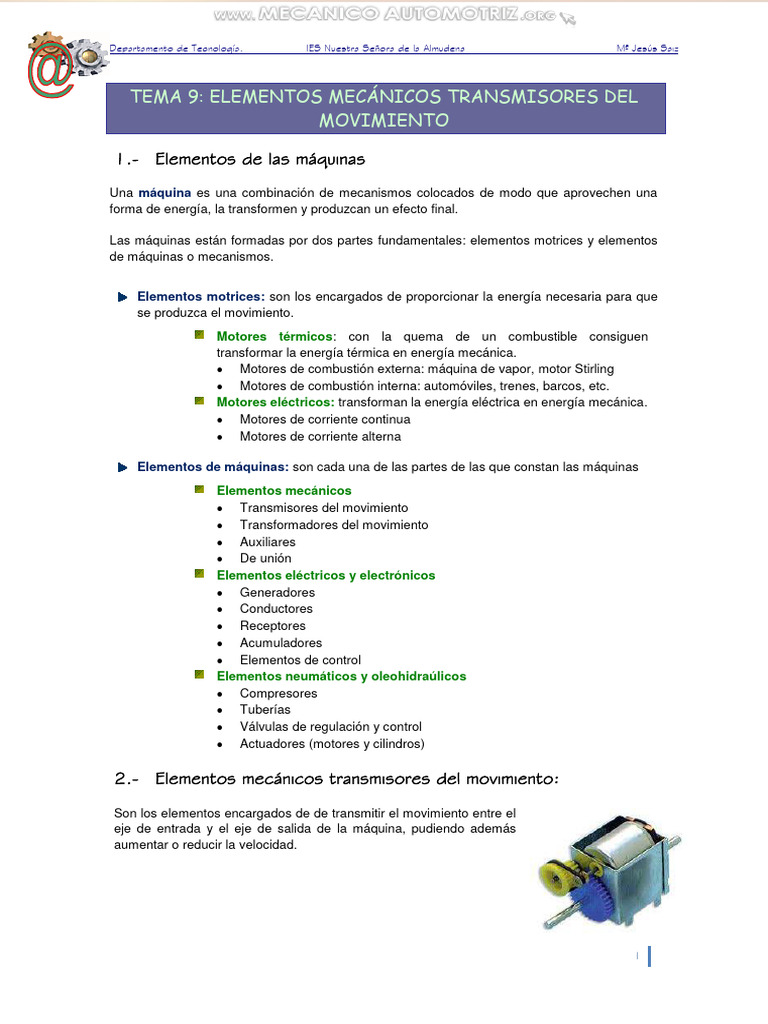 Manual Elementos Mecanicos Transmisores Movimiento Acoplamientos Ruedas