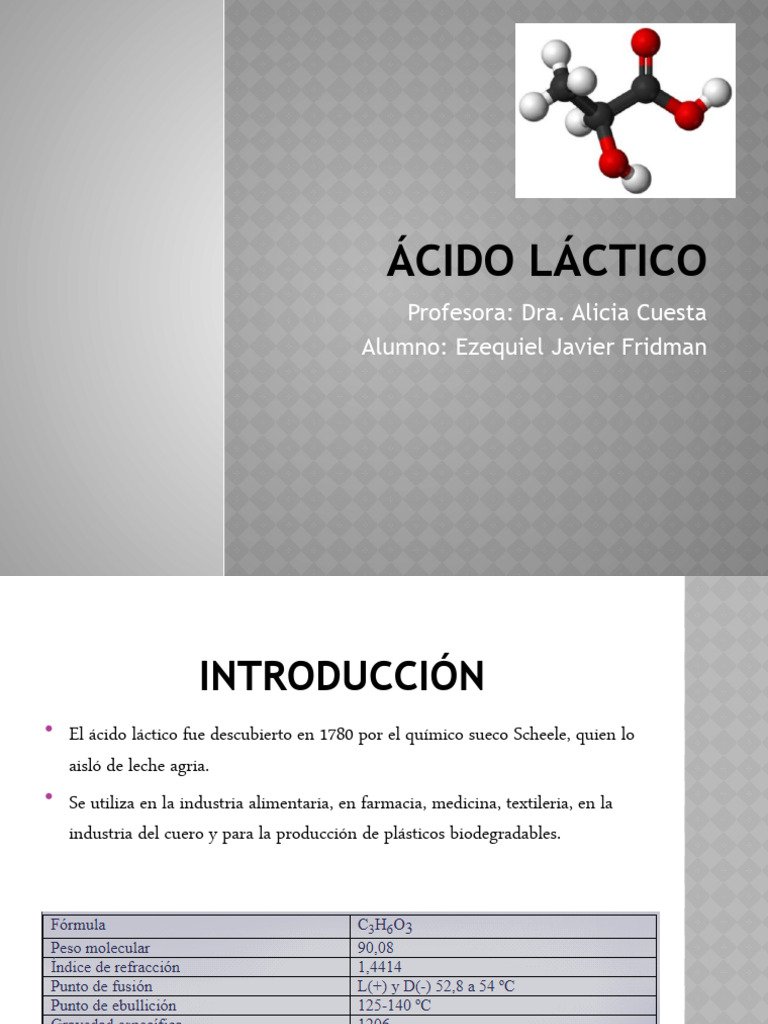 Ácido Lactico - Presentación | PDF | Ácido láctico | Fermentación